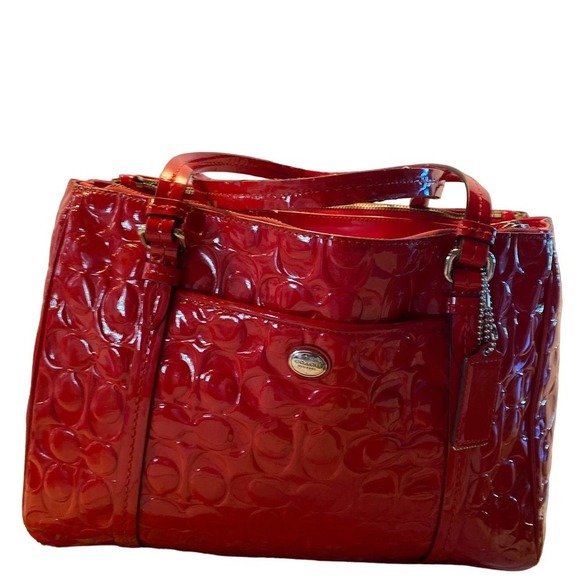 Coach | Bags | Coach Scarlett Red Patient Leather Flaw Edge Of Top ...